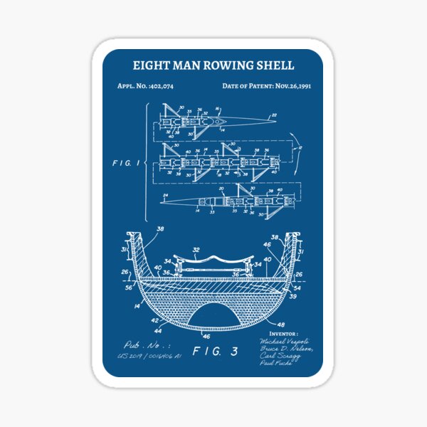 "8 Man Rowing Shell Scull Patent 1991 , eight man rowing shell boat art ...