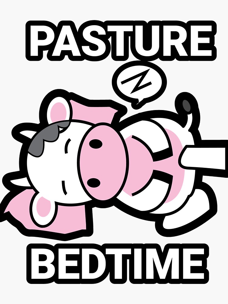 "Cow Pasture Bedtime Cute" Sticker by TopDawgDesigns | Redbubble