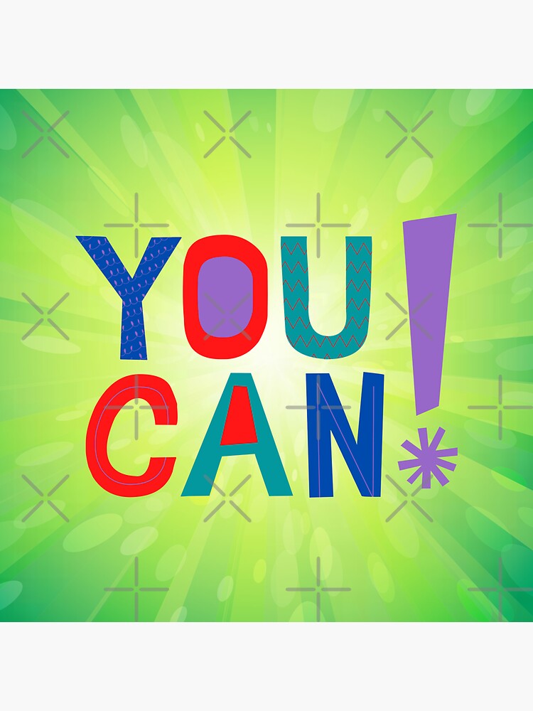 "YOU CAN! Green Sunburst background" Sticker by Happyrocks | Redbubble