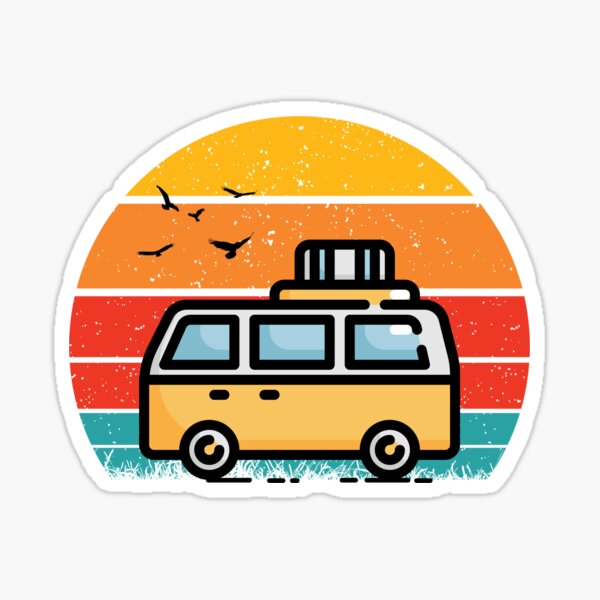 "Retro Vintage Camper Van" Sticker for Sale by Unidrobes | Redbubble