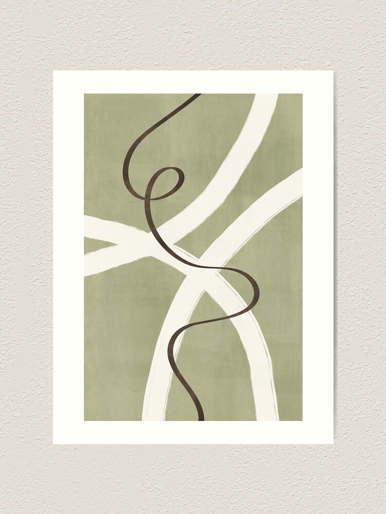 "Abstract Line Art in Sage Green – Part 2 – Brown and White Abstract ...