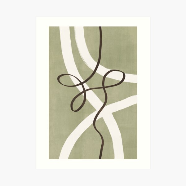 "Abstract Line Art in Sage Green – Part 1 – Brown and White Abstract ...