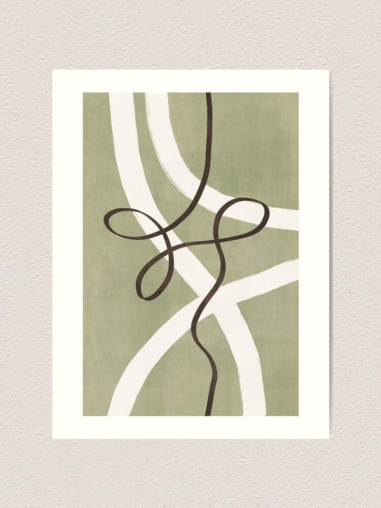 "Abstract Line Art in Sage Green – Part 1 – Brown and White Abstract ...