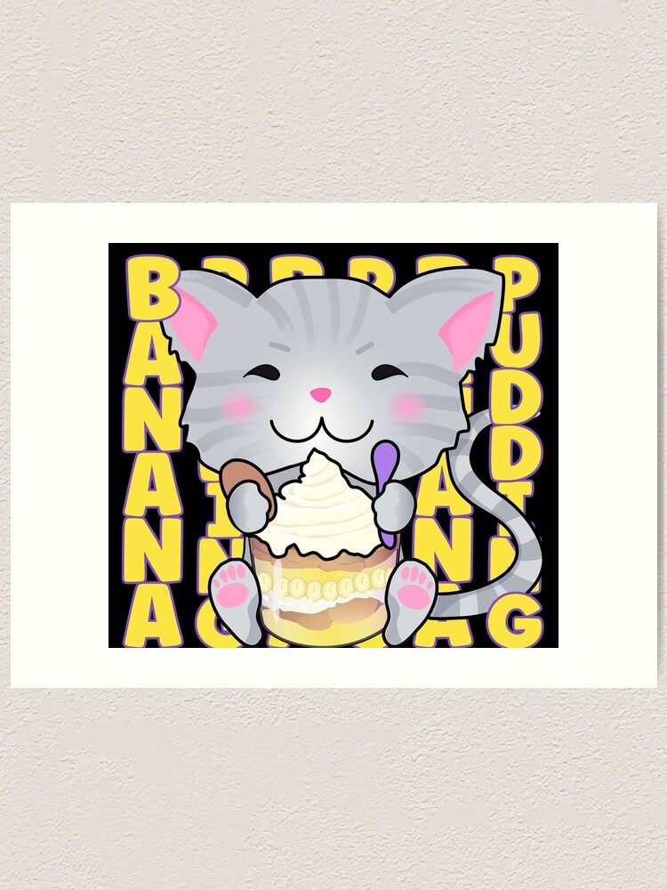 "Kawaii Cat Banana Pudding Teen Girls" Art Print for Sale by ...