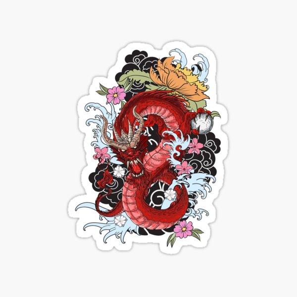 "Vintage Japanese Dragon" Sticker by HolyButterfly | Redbubble