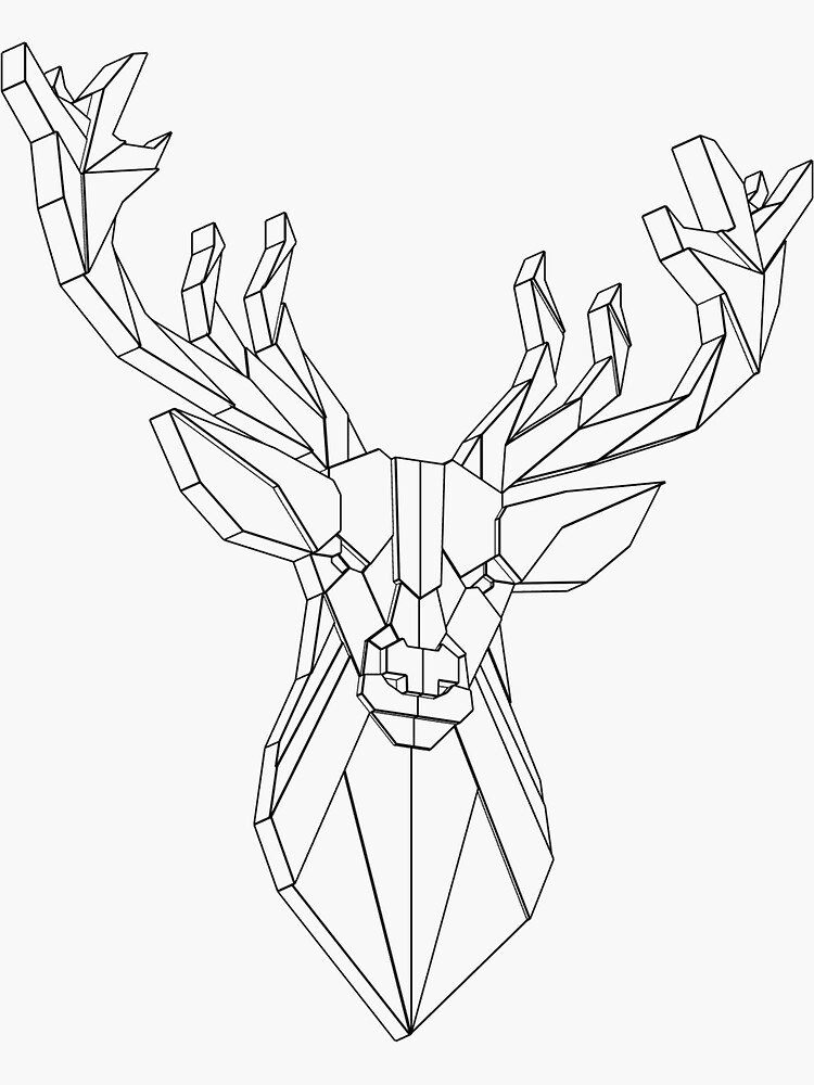 "Geometric Stag Line Art " Sticker by stephnp | Redbubble
