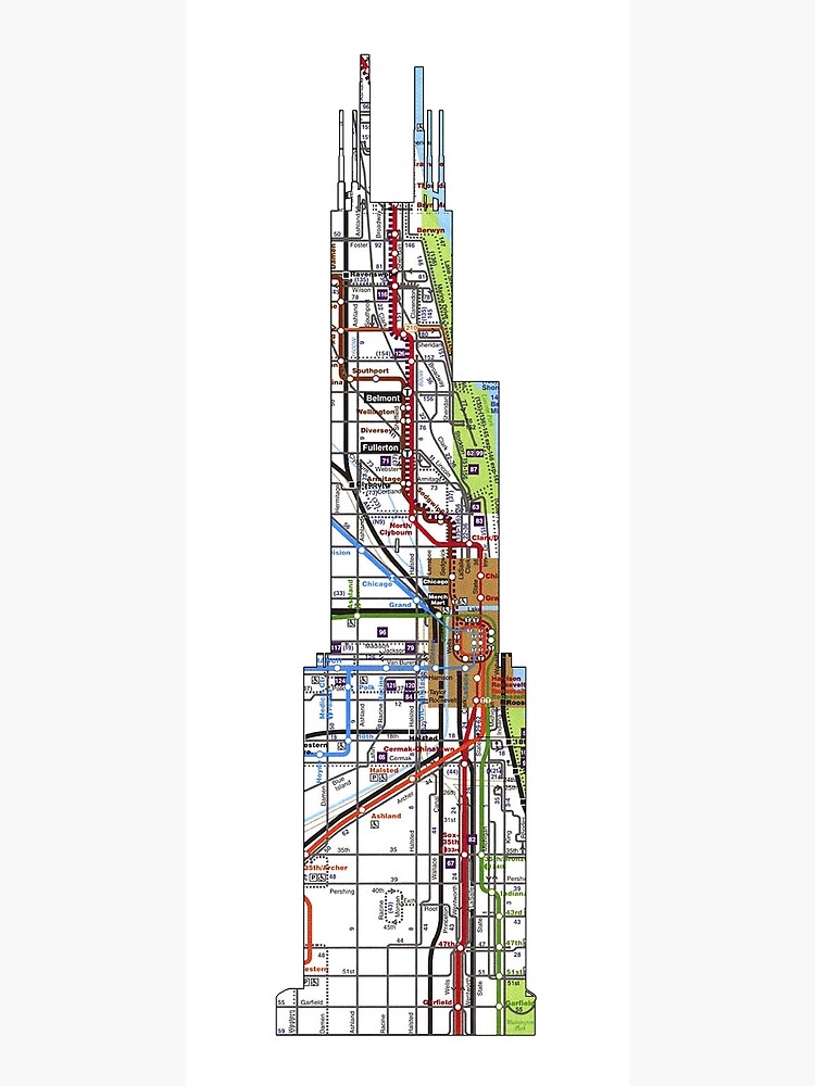 Poster « Carte de Chicago - Willis Tower Outline », par virgintuh ...
