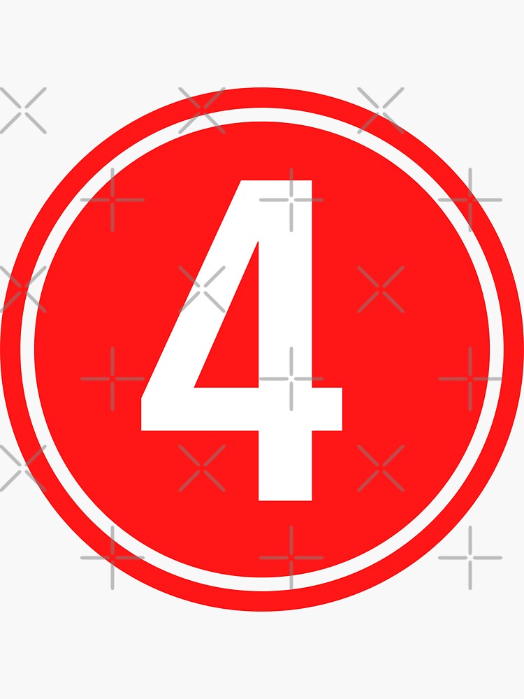 "Big Red Dot Number 4 " Sticker for Sale by nocap82 | Redbubble