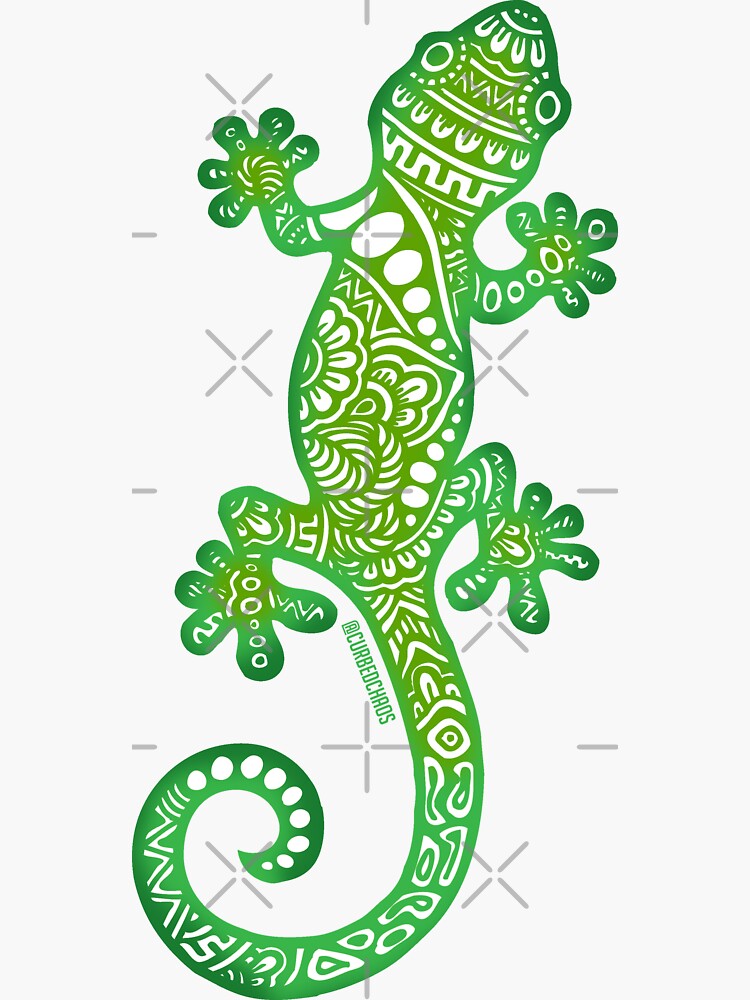 "Zentangle Gecko" Sticker by CurbedChaos | Redbubble
