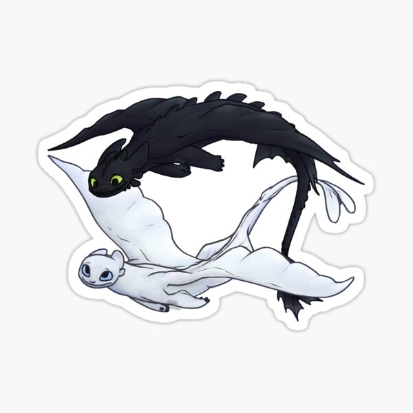 "Toothless and the Light Fury" Sticker by starrpudle | Redbubble
