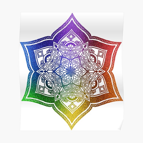 Rainbow Glitter Mandala Poster By Lattes And Rain Redbubble