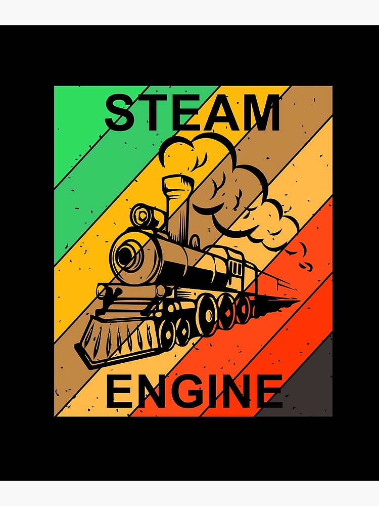 "Steam Engine Retro Sunset Railroad Train Locomotive" Art Print for ...