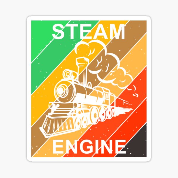 "Steam Engine Retro Sunset Railroad Train Locomotive" Sticker for Sale ...