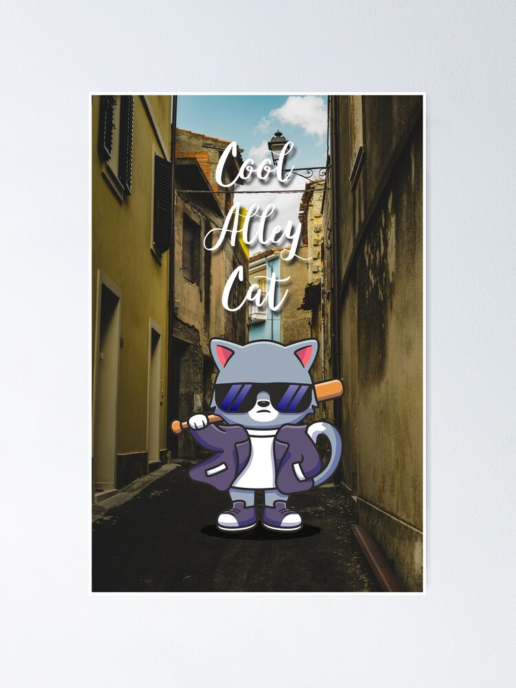 "cool alley cat cartoon with a baseball bat with a real life background ...