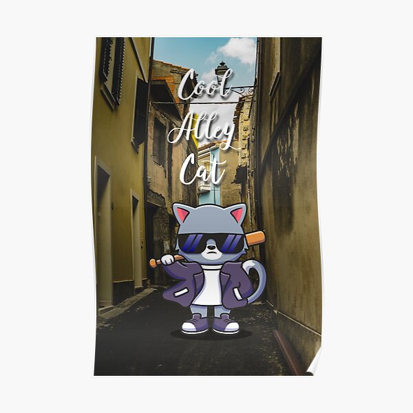"cool alley cat cartoon with a baseball bat with a real life background ...