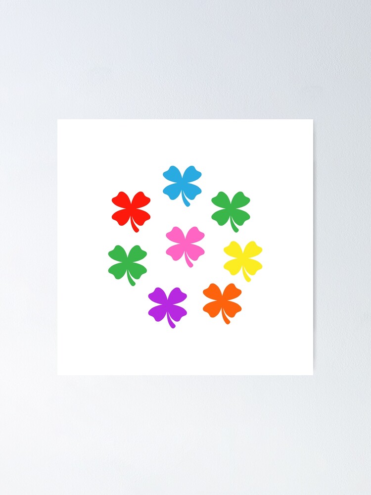 "Rainbow Four Leaf Clovers" Poster for Sale by JEMandy | Redbubble