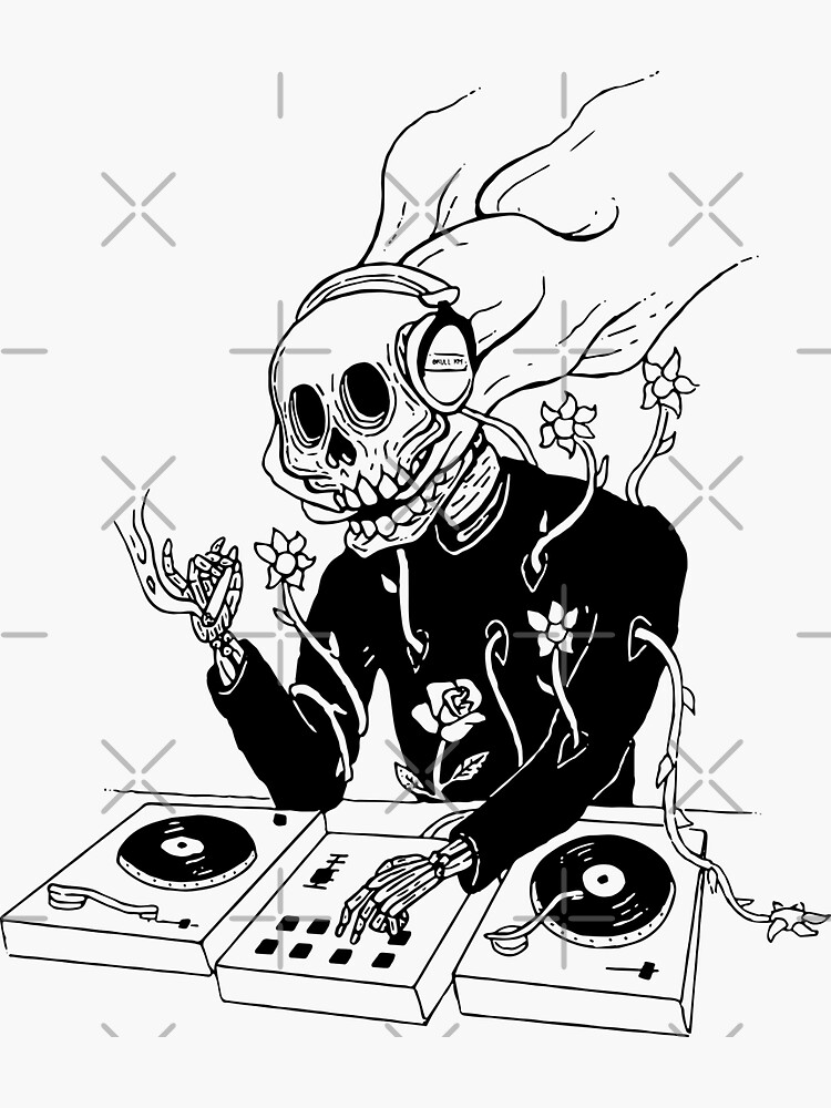 "Skeleton Dj - Skeleton Music Party" Sticker for Sale by ...
