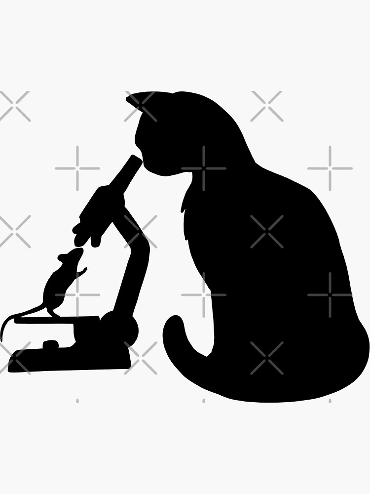 "Cat, mouse, and a microscope" Sticker for Sale by TrailMixArt | Redbubble