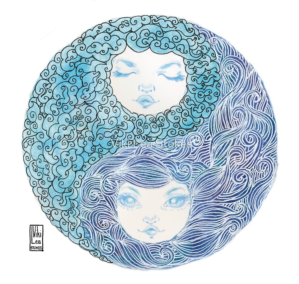 "Yin Yang Daughters Sea/Sky" by Viki Lea Stokes | Redbubble