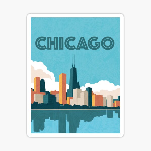 "Chicago Poster" Sticker by JumpSeatDesign | Redbubble
