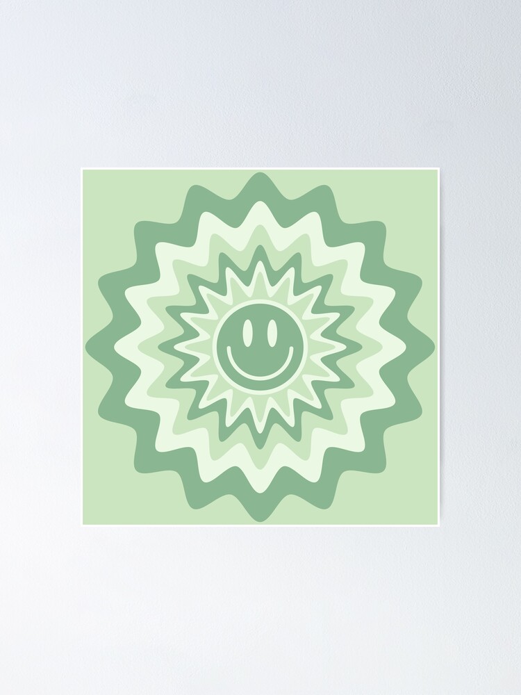 "Sage Green Wavey Smiley" Poster for Sale by aterkaderk | Redbubble