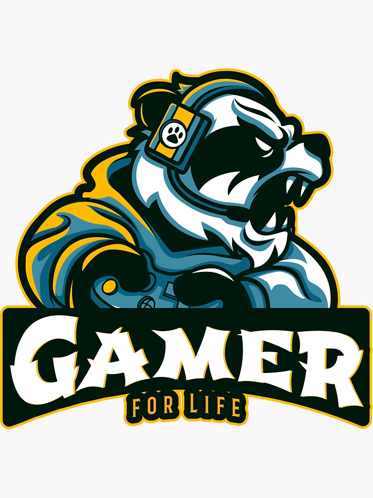 "Gamer for Life with Furious Panda" Sticker by PRIVARSHU | Redbubble