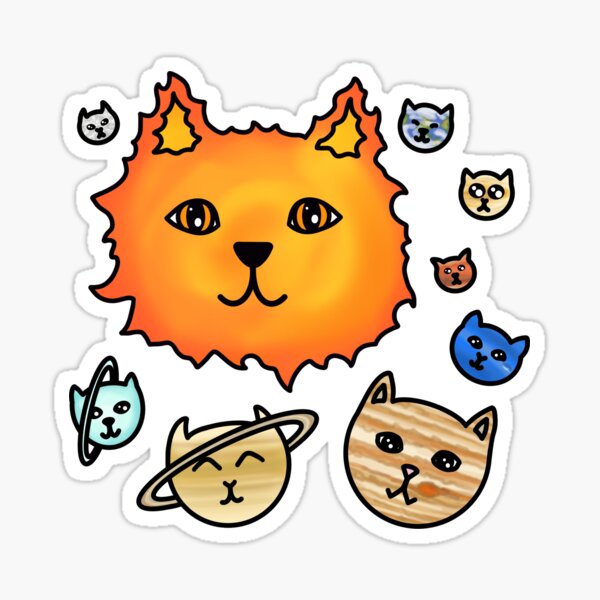 "Cat Solar System" Sticker by BundaBear | Redbubble