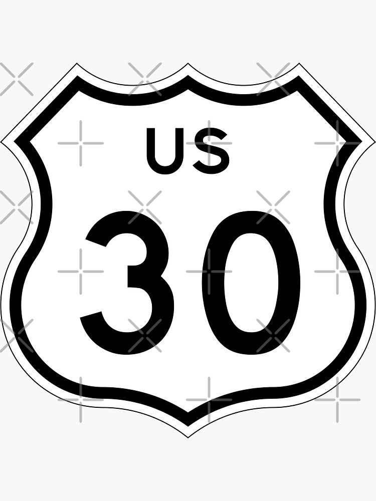 "U.S. Route 30." Sticker by BryanChien | Redbubble