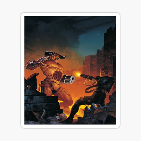 "Doom II 1994 textless Poster PC Classic ." Sticker by theodorabab ...