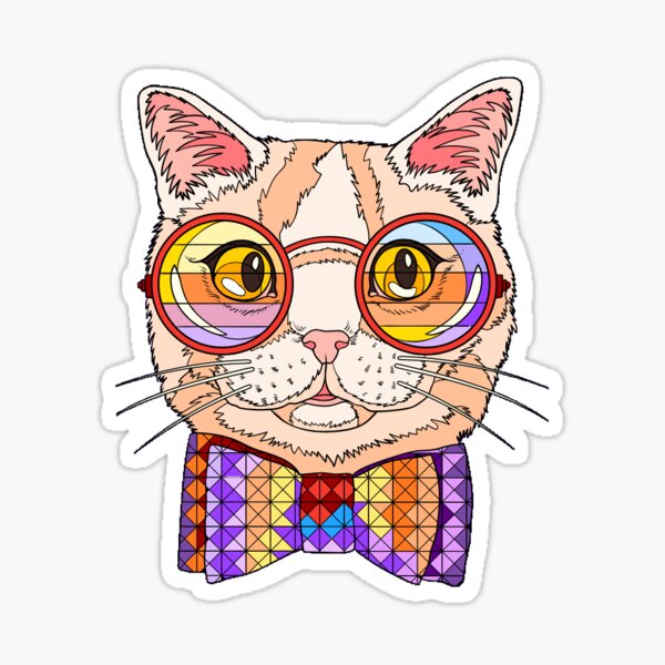 "Smart Bow-Tie Cat" Sticker by DesignsbyAW | Redbubble