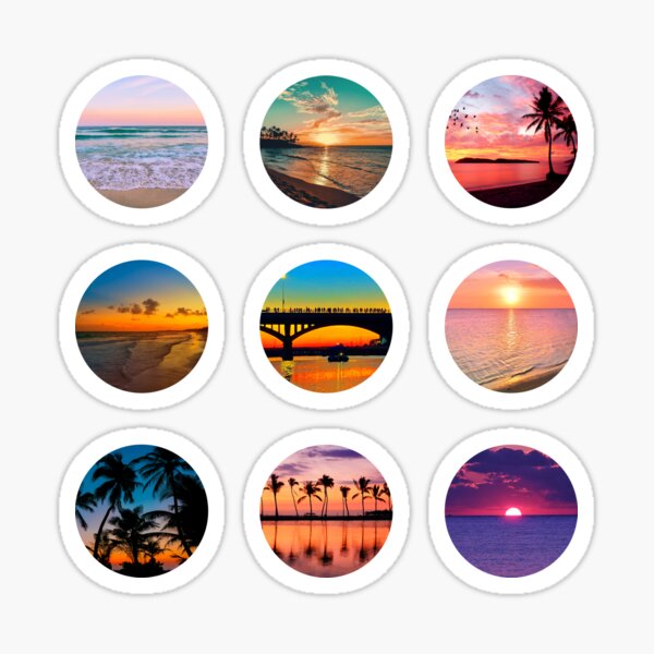 "Colorful Sunset Over the Beach Pack" Sticker by NotableNature | Redbubble