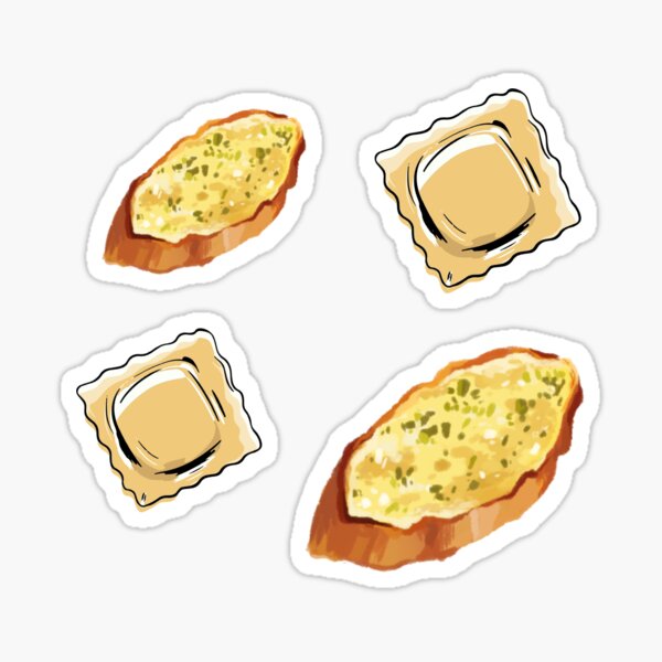 "Ravioli and garlic bread pack" Sticker by Yummyyums | Redbubble