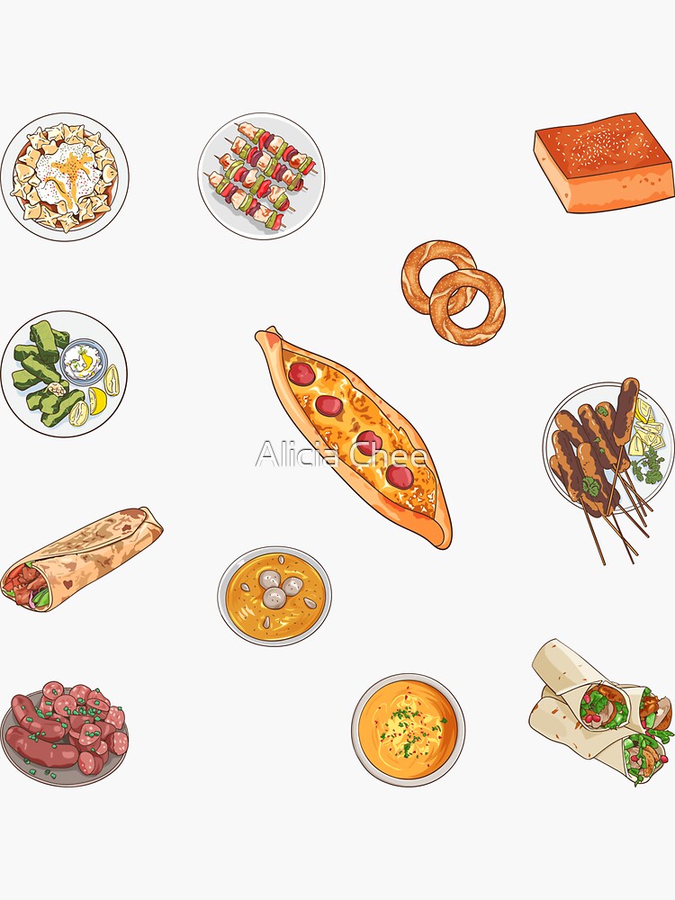 "Assorted Turkish Food 2" Sticker for Sale by Alicia C | Redbubble