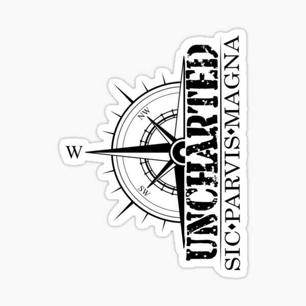 "Uncharted - Sic Parvis Magna Design 2 with Compass " Sticker by ...