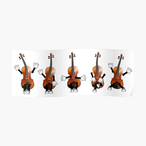 "Five Violin / fiddle characters in various poses, jumping in the air ...