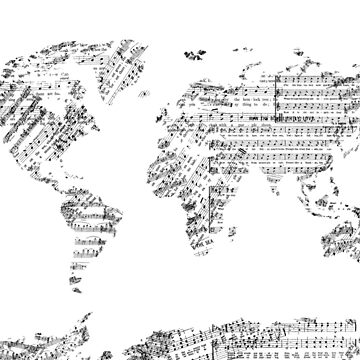 "world map music notes" Photographic Print for Sale by BekimART | Redbubble