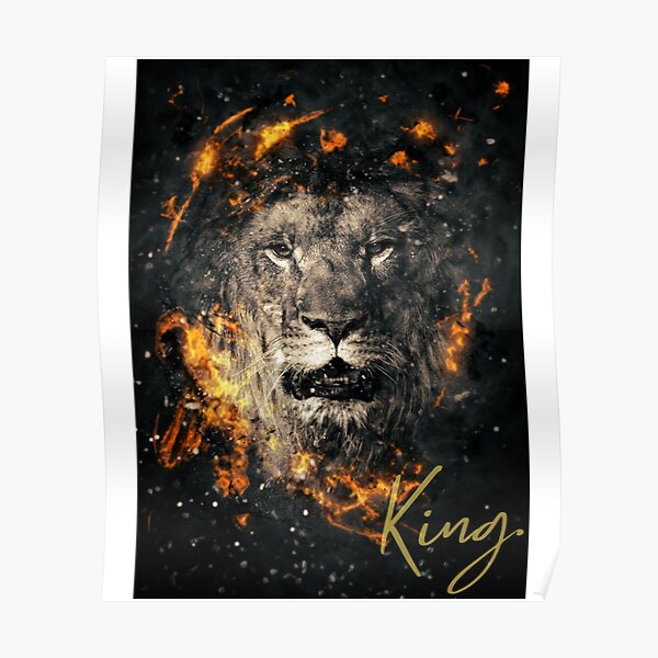 "LION - KING FIRE " Poster for Sale by BlackvsWhite | Redbubble