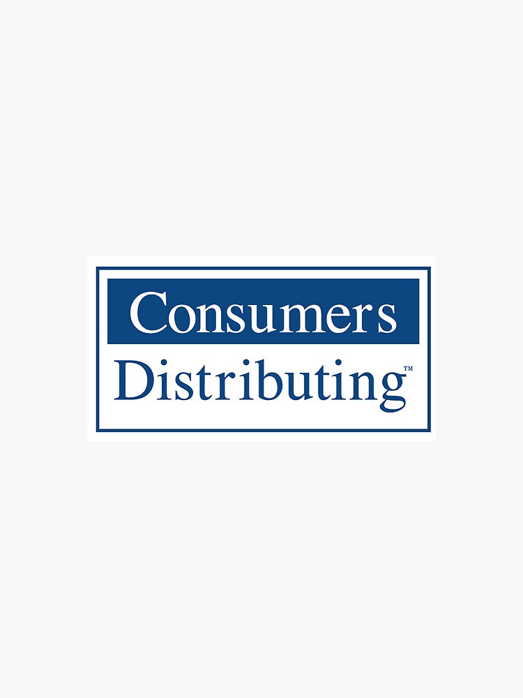 "Consumers Distributing" Sticker for Sale by KGDOTCOM | Redbubble