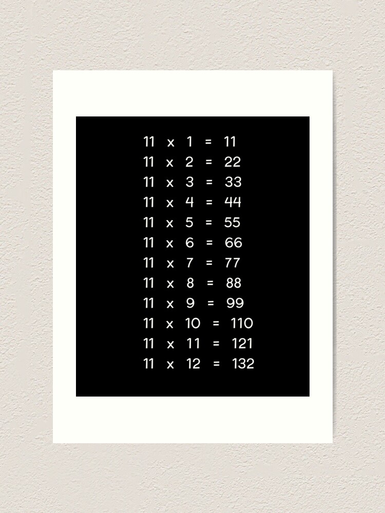 "11 X Table Eleven Times Table Chart Learn Multiplication Tables for ...