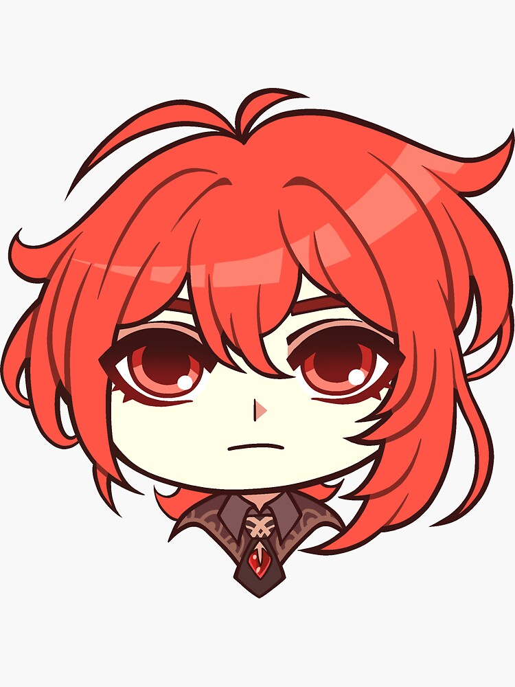 "Genshin Chibis - Diluc" Sticker by galaxiiacharlie | Redbubble