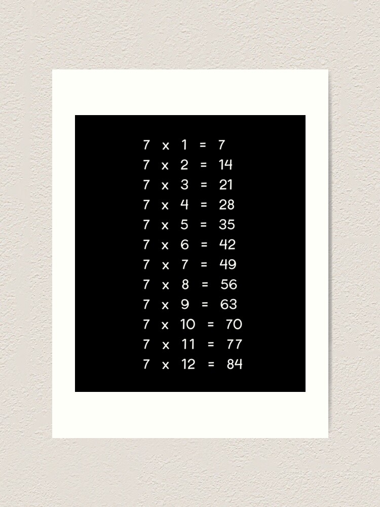 "7 X Table Seven Times Table Chart Learn Multiplication Tables for Kids ...