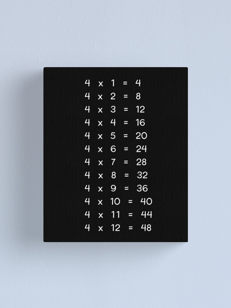 Lienzo «4 X Table Four Times Table Chart Aprender tablas de multiplicar ...