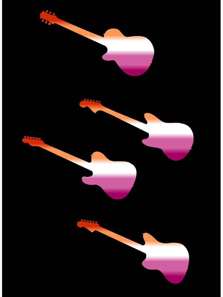 "Left Handed Lesbian Pride Flag Electric Guitar Pattern" Sticker for ...