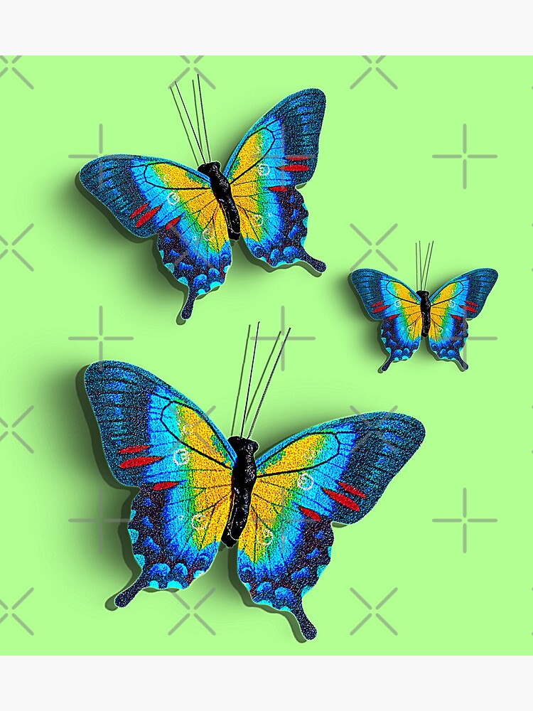 "Beautiful Blue Butterflies Green Pop Art Statement Piece - Stunning ...