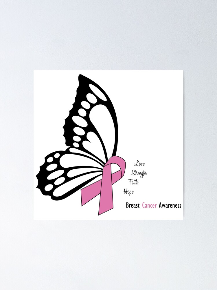 "Breast cancer awareness - Butterfly with pink ribbon, love strength ...