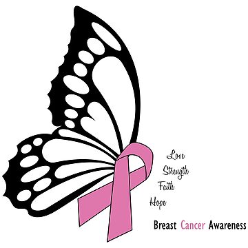 "Breast cancer awareness - Butterfly with pink ribbon, love strength ...