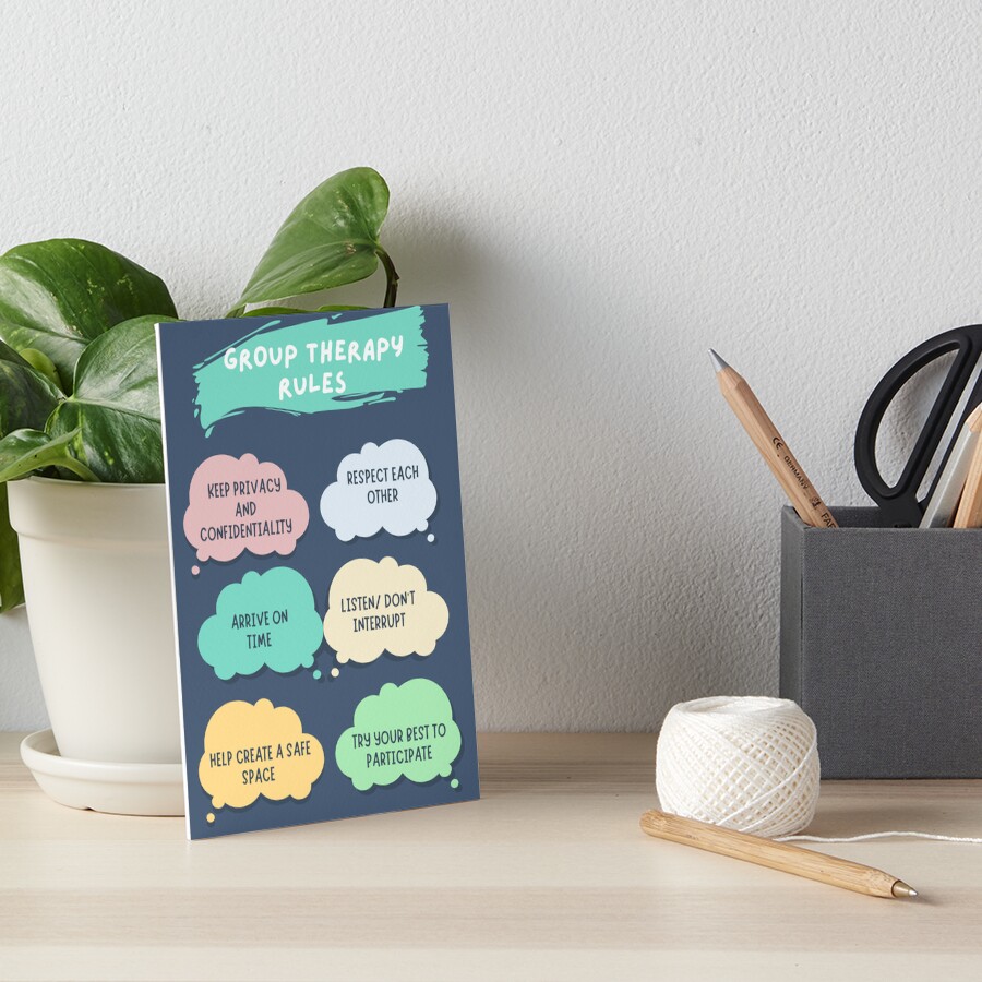 group-therapy-rules-poster-art-board-print-by-svwellness-redbubble