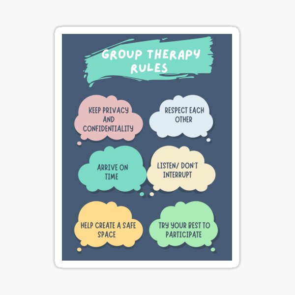  Group Therapy Rules Poster Sticker By SVWellness Redbubble