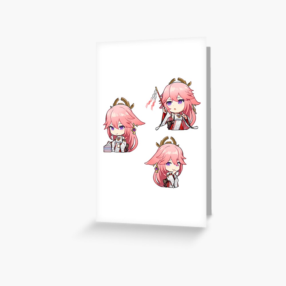 "Yae Miko chibi stickers pack" Greeting Card by Omagatoki | Redbubble