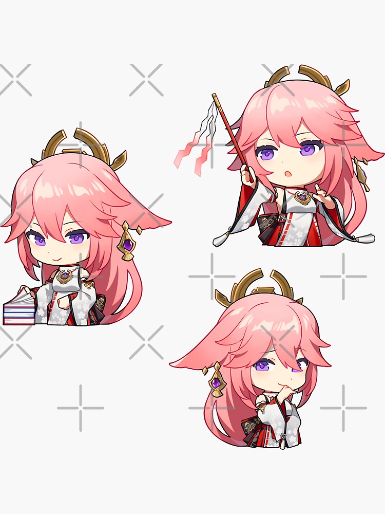 "Yae Miko chibi stickers pack" Sticker by Omagatoki | Redbubble